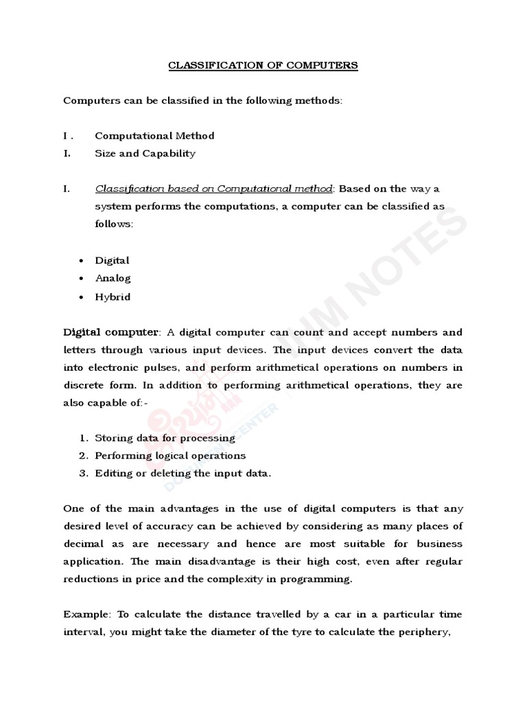 2 Classification of Computers | PDF | Mainframe Computer | Supercomputer
