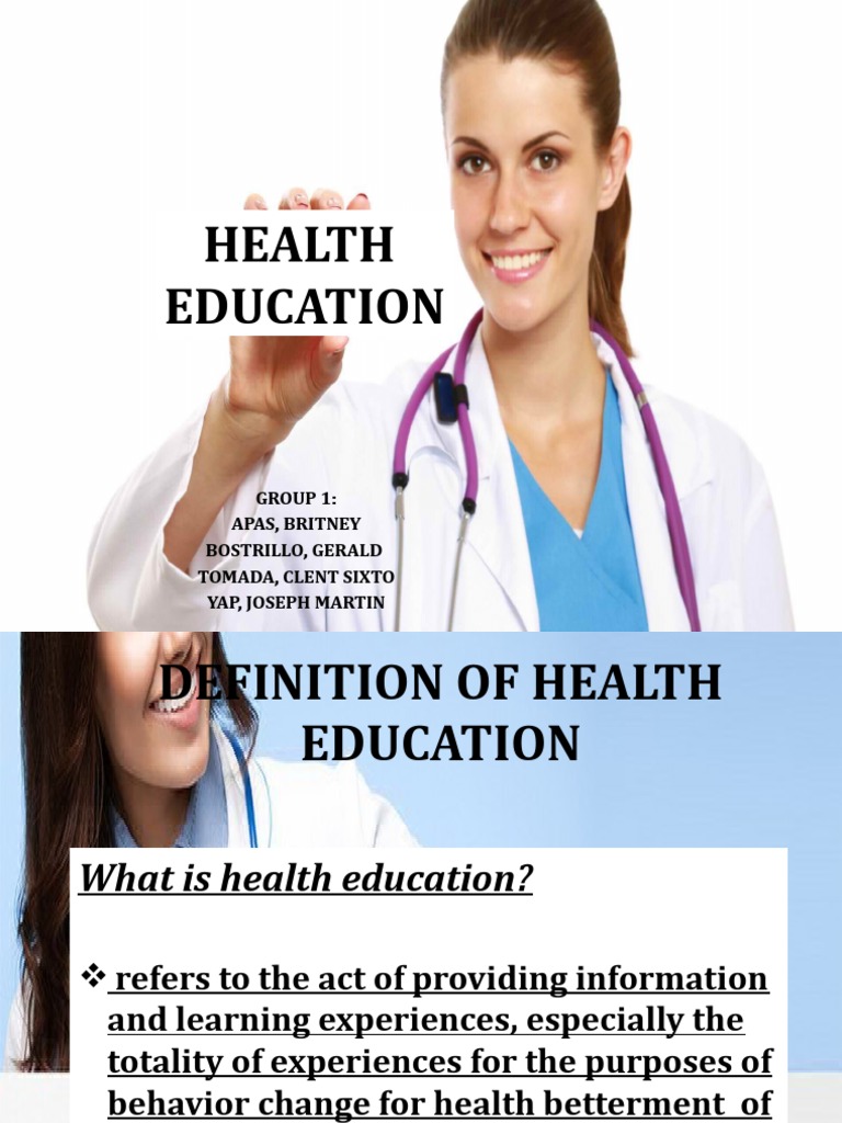 Health Education: Group 1: Apas, Britney Bostrillo, Gerald Tomada ...