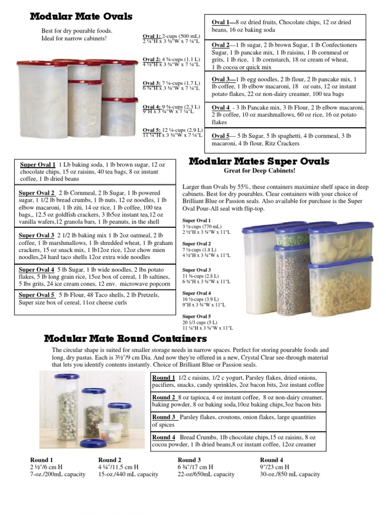 Modular Mates Uses and Sizes | PDF | Pancake | Chocolate