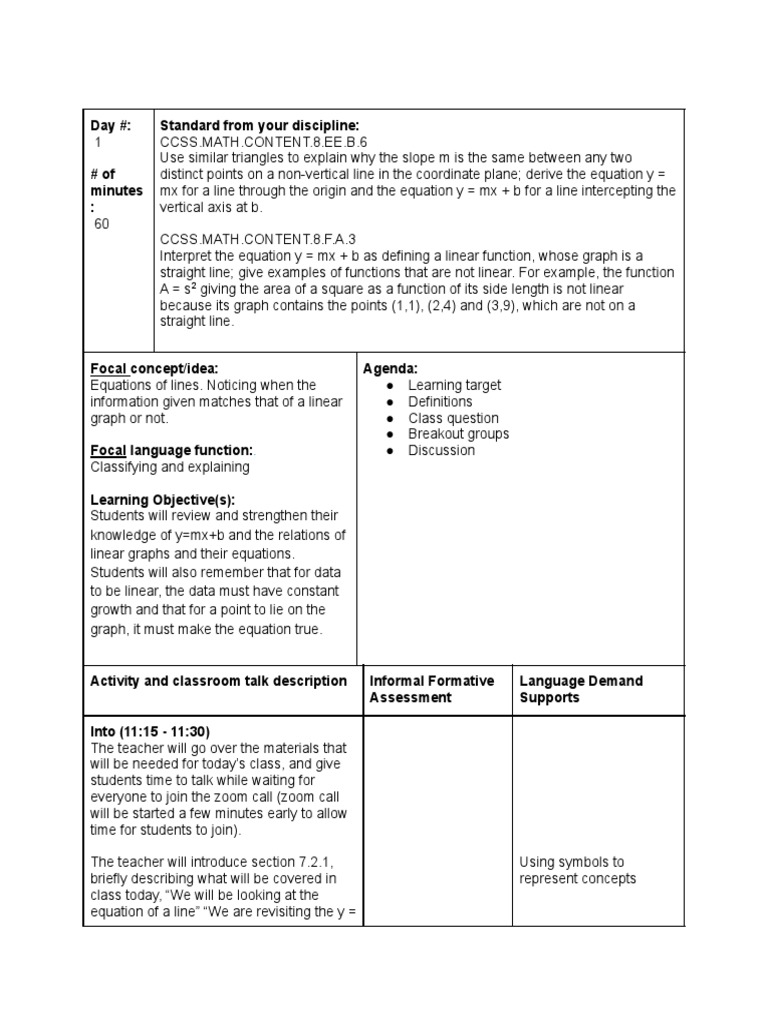 Lesson Plan For Edtpa | Download Free PDF | Line (Geometry) | Cognition