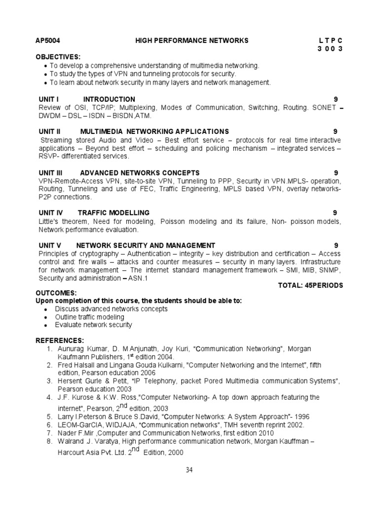AP5004-High Performance Networks - Syllabus | PDF | Virtual Private Network | Multiprotocol ...