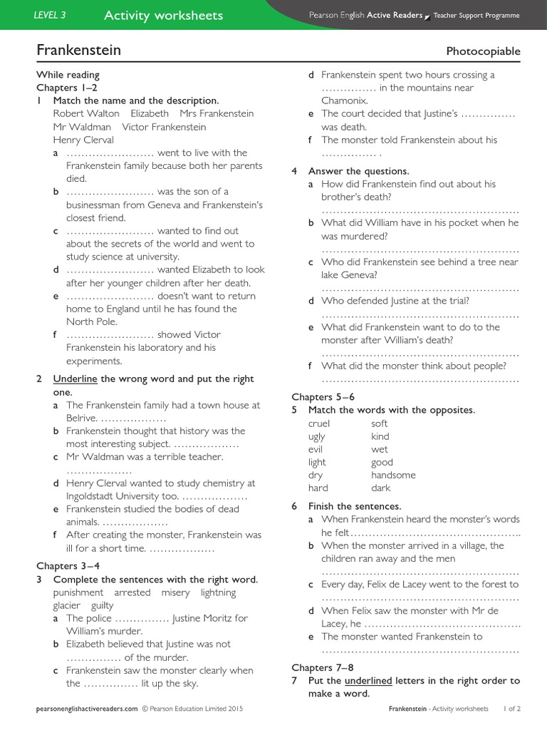 Frankenstein-Activities Answerkey | PDF | Frankenstein