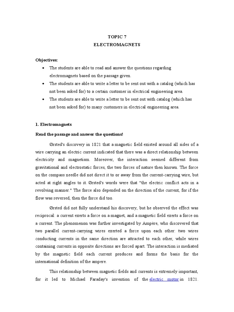 Topic 7 Electromagnets: Electric Motor | PDF | Electromagnetic Induction | Magnetic Field