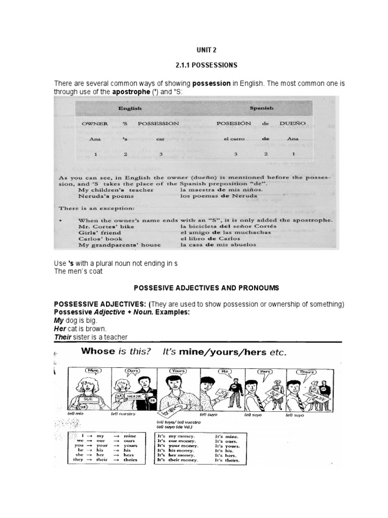 Unit 2 English 1 | PDF | Pronoun | Languages