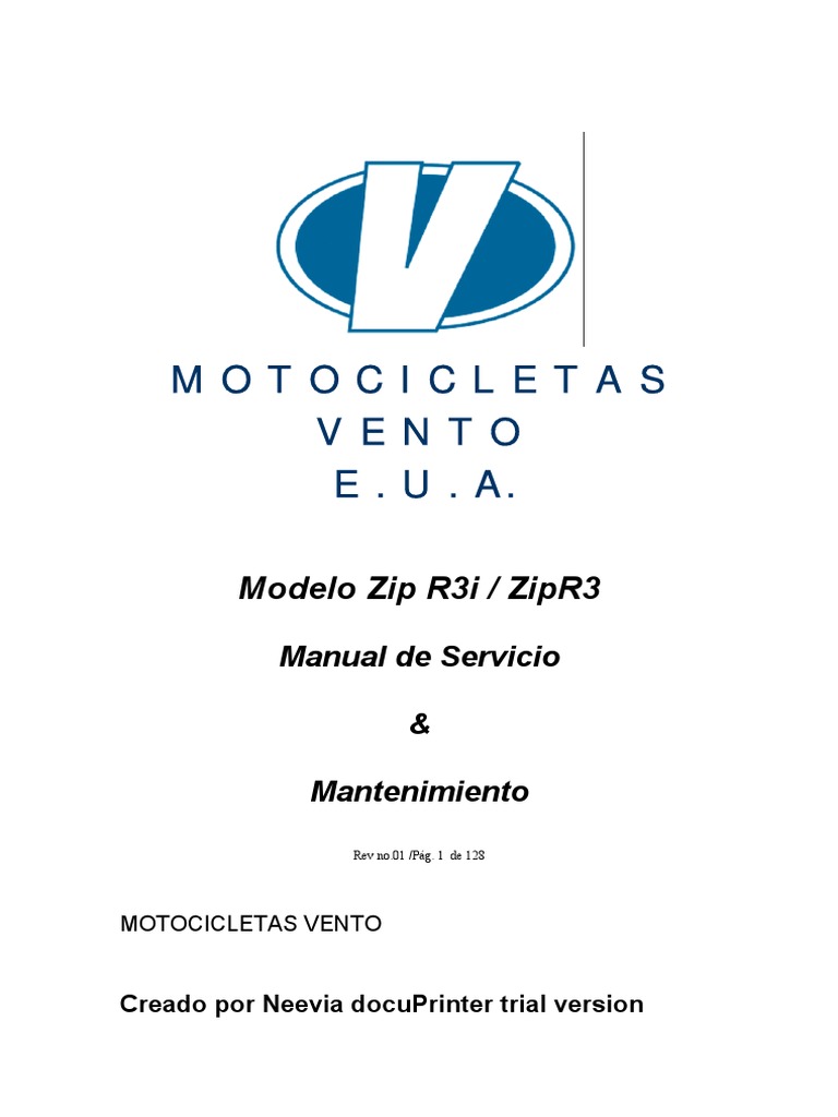 Motocicletas Vento E - U - A.: Modelo Zip R3I / Zipr3 | PDF ...