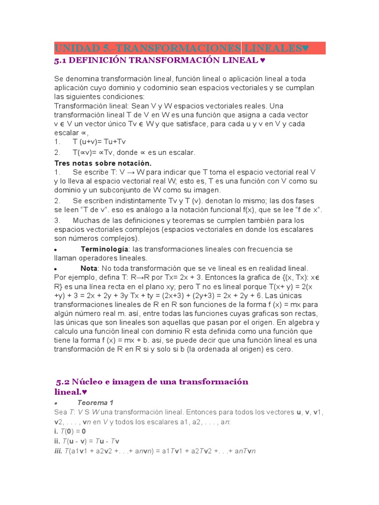 Transformaciones Lineales | PDF | Mapa lineal | Espacio vectorial