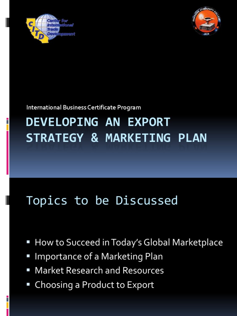 Developing An Export Strategy Marketing Plan | PDF | Exports | Marketing