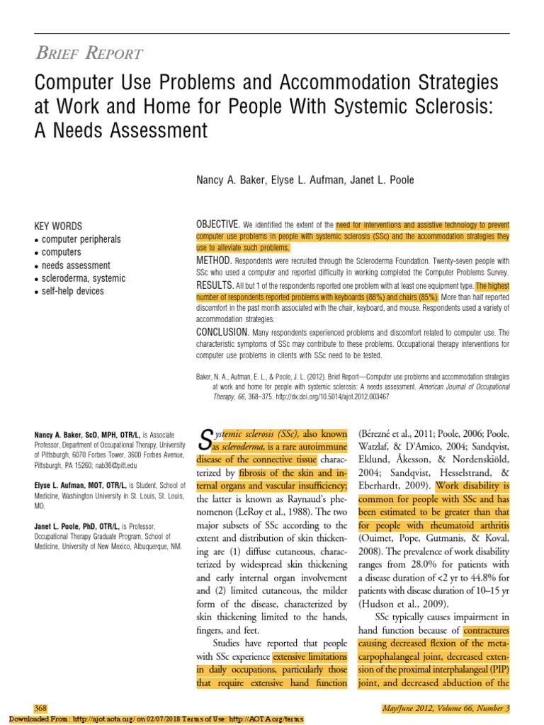 Computer Use Problems and Accommodation Strategies at Work and Home For ...