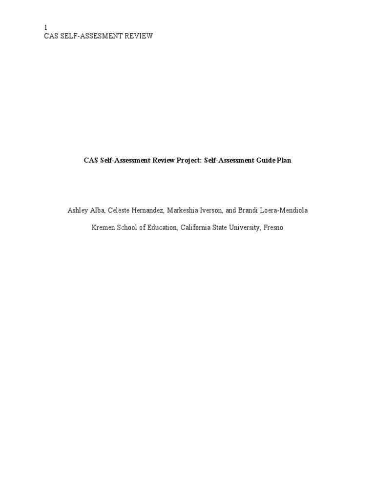 CAS Self-Assessment Review Project: Self-Assessment Guide Plan | PDF ...