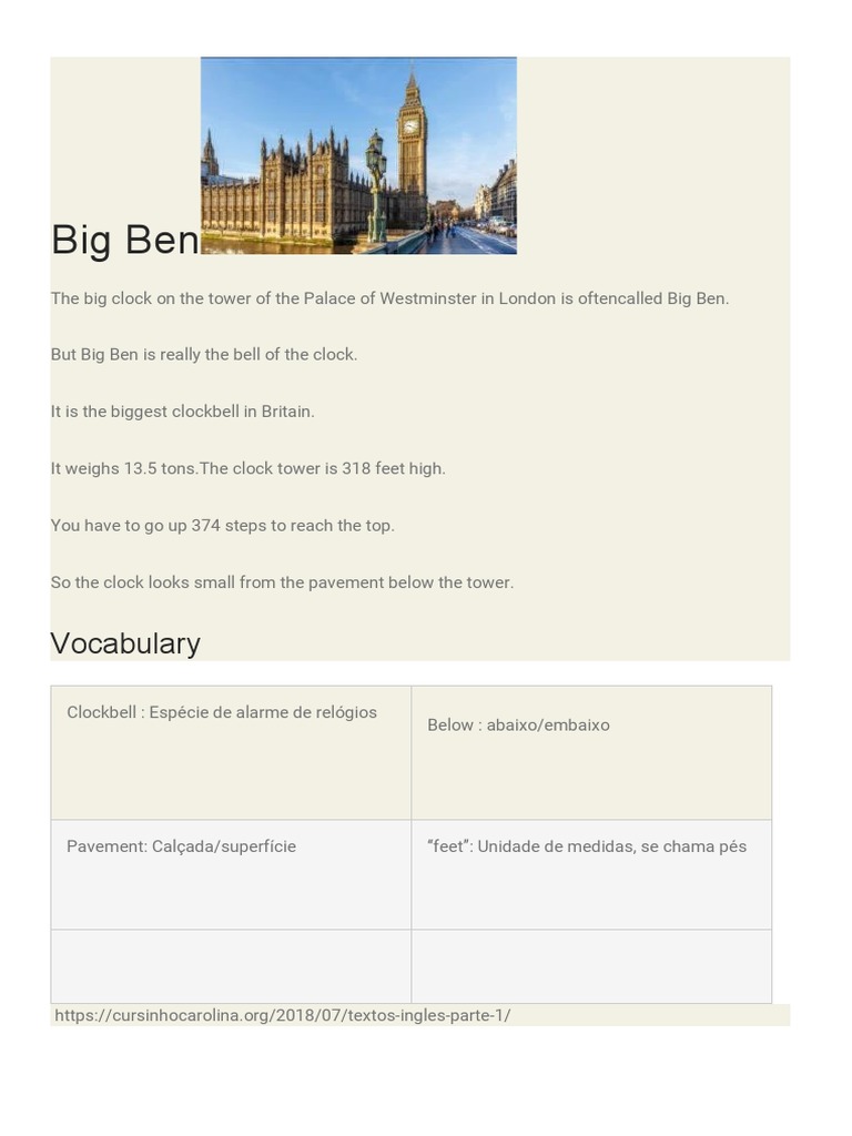 Big Ben: Vocabulary | PDF