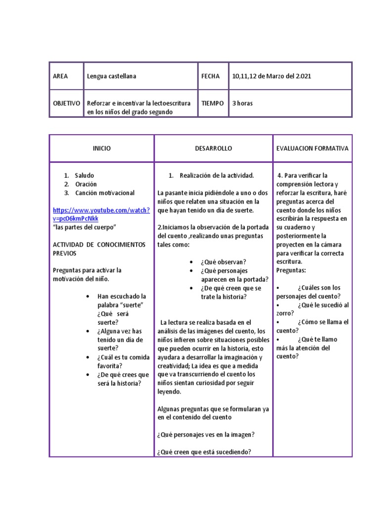 Actividades de Lectoescritura para Segundo Grado | PDF | Cuentos ...