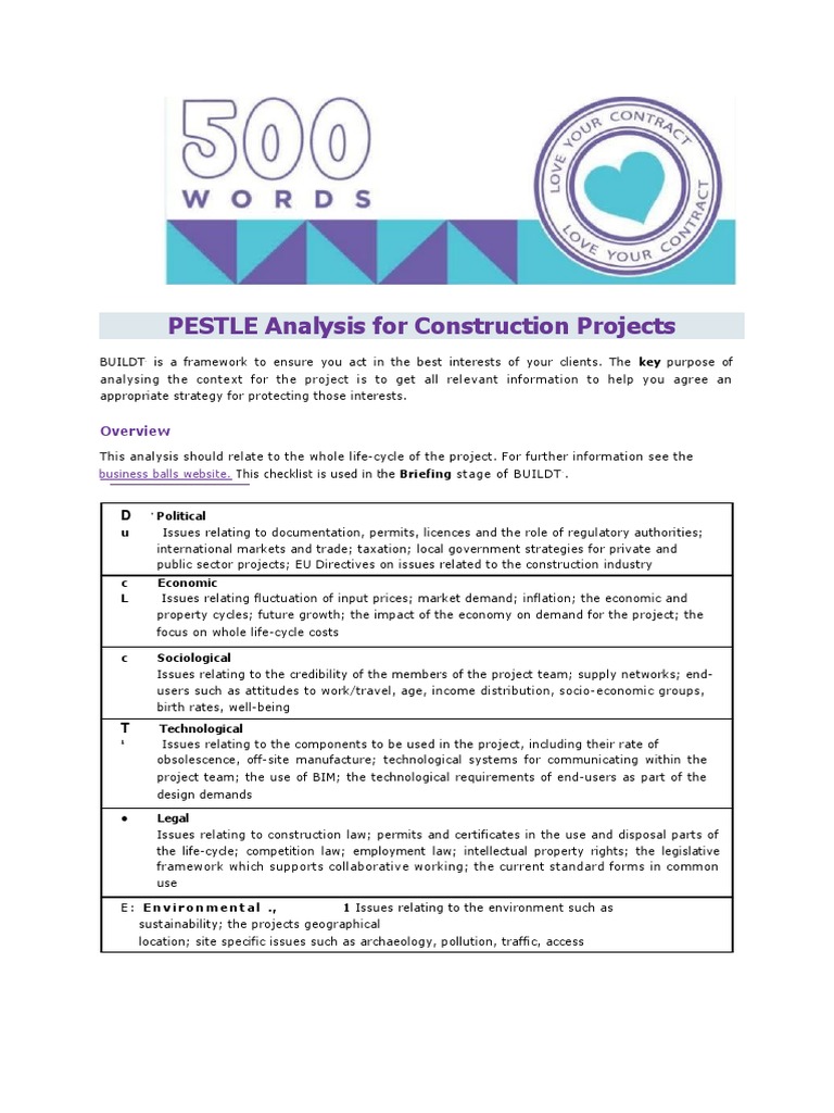 PESTLE Analysis for Construction Projects | PDF