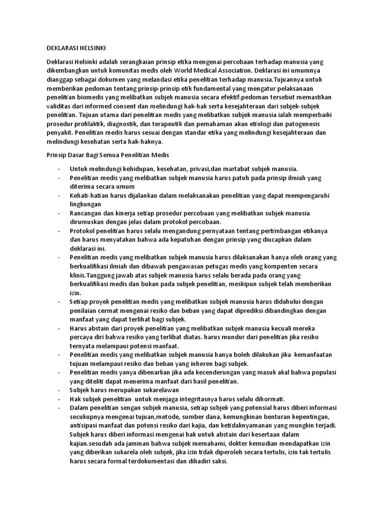 Deklarasi Helsinki | PDF
