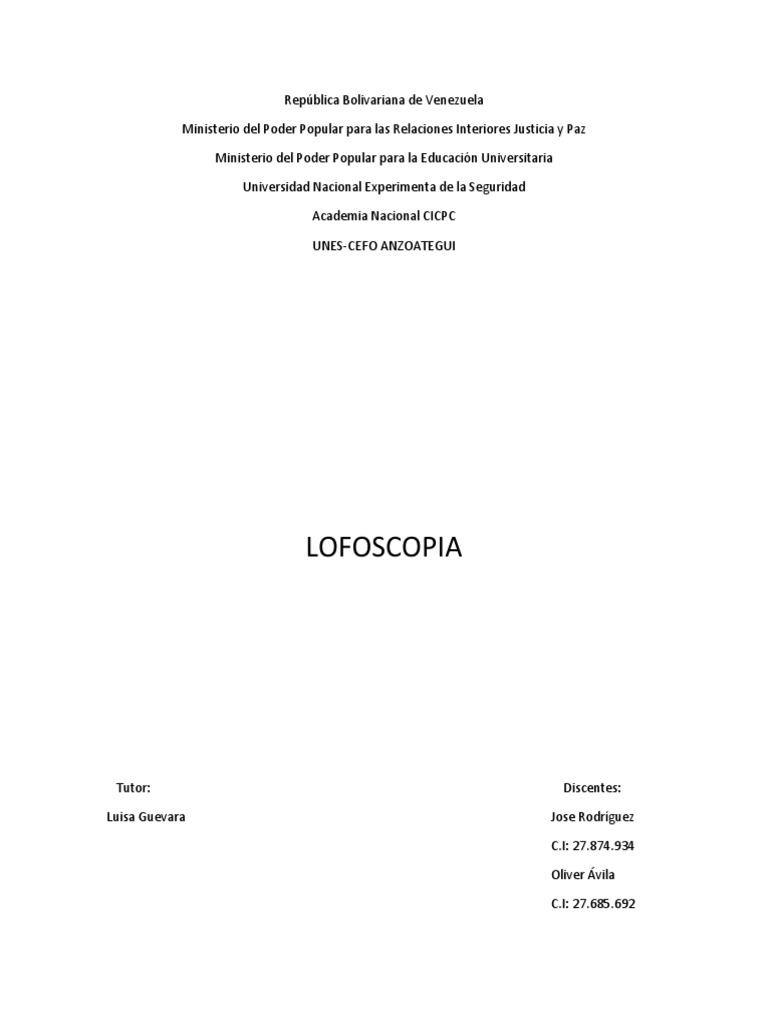Lofoscopía | PDF | Huella dactilar | Ciencia forense
