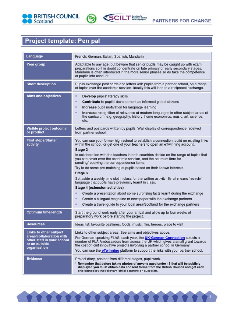 Pen Pal Template | PDF | Teachers | Curriculum
