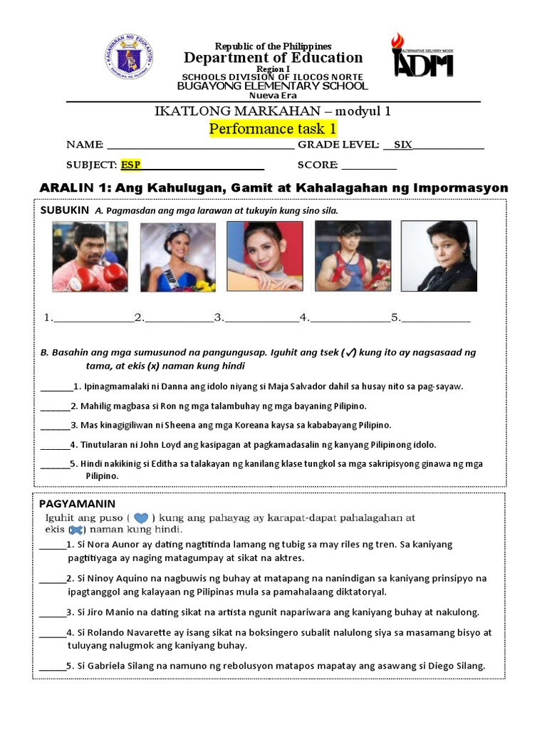 Department of Education: Performance Task 1 | PDF