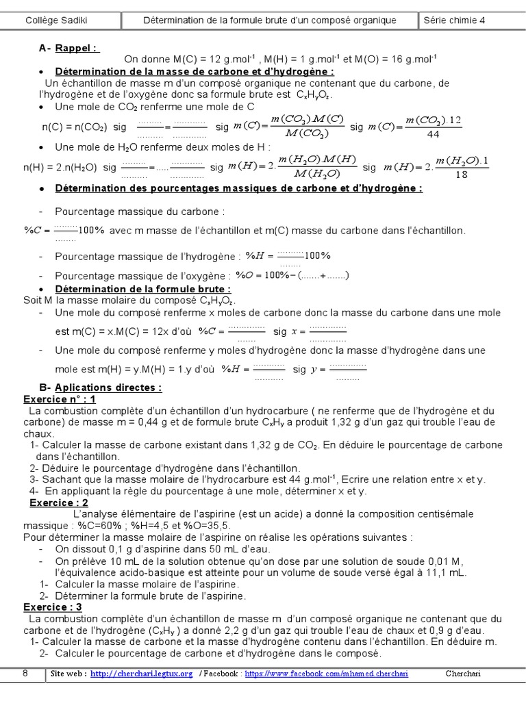 Chimie Organique : Formules Brutes | PDF | Acide | Carbone