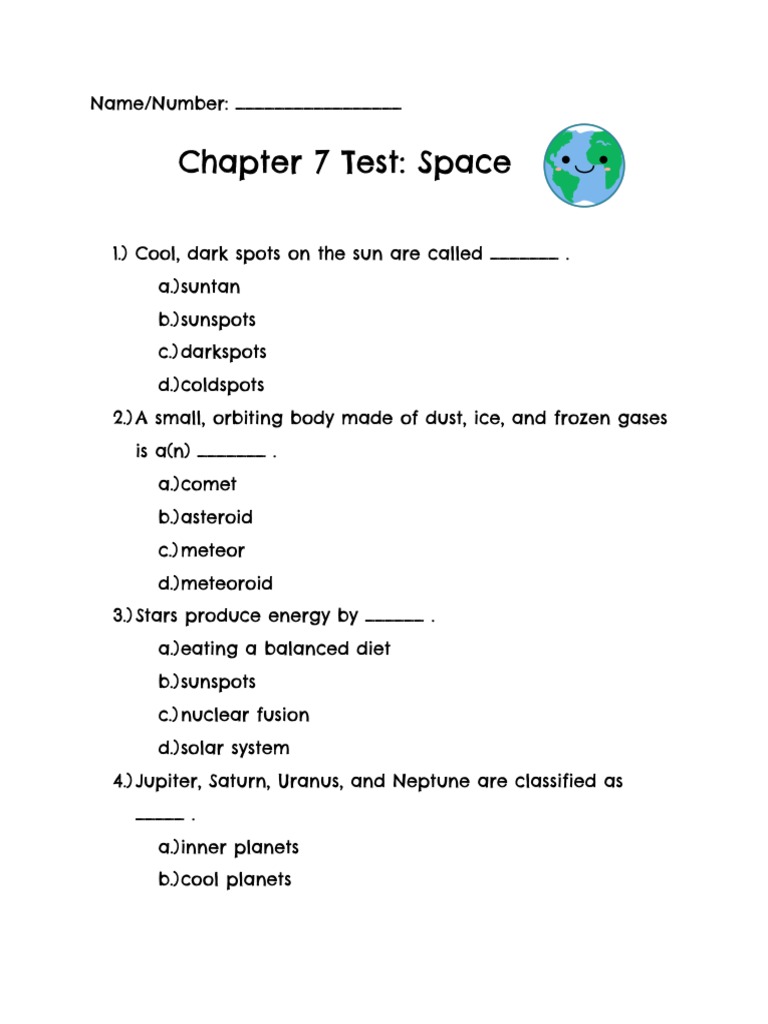 Chapter 7 Science Test 1 | PDF | Solar System | Meteoroid