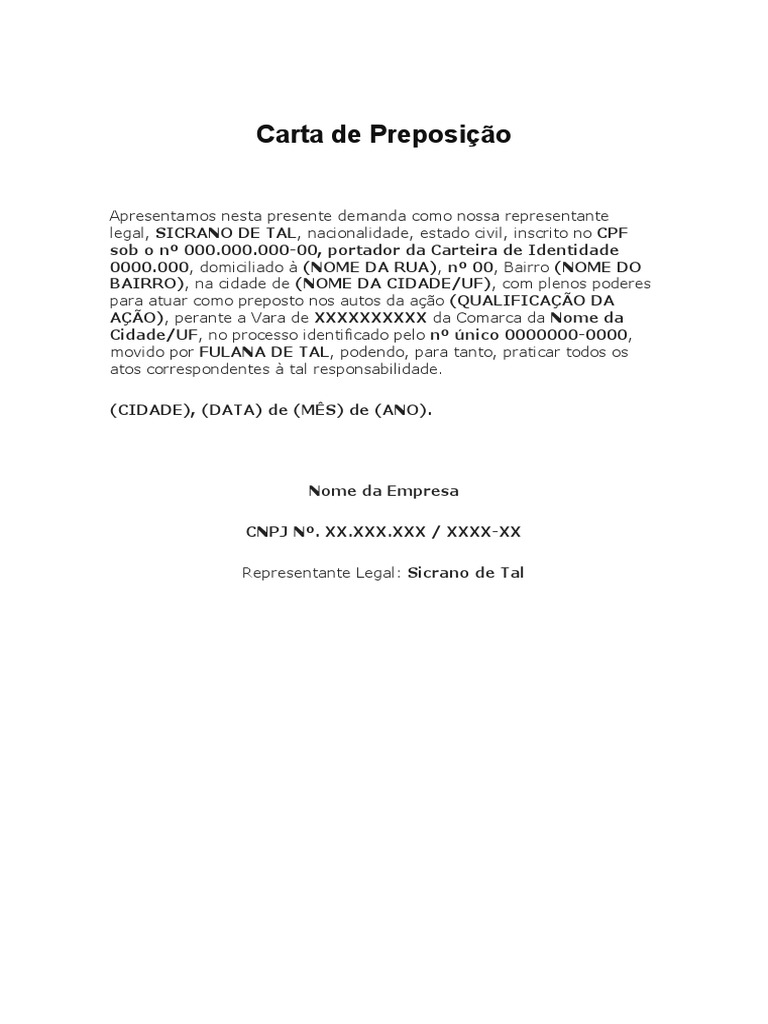 Carta de Preposição | PDF | Política | Ciências Sociais