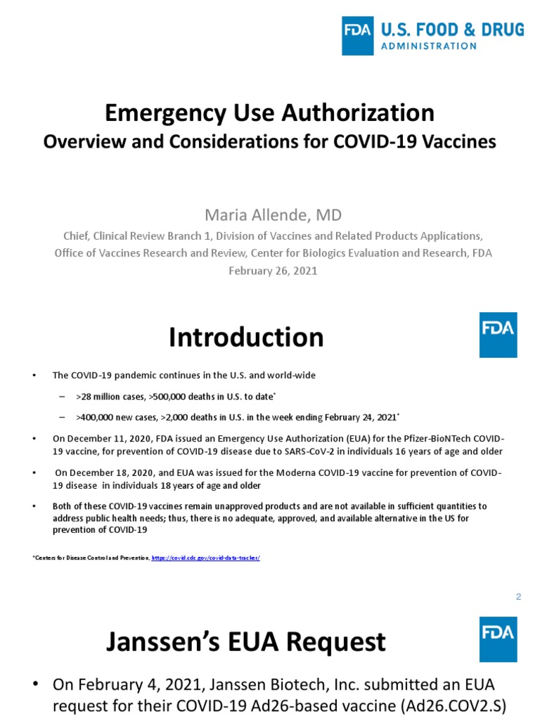 Emergency Use Authorization: Overview and Considerations For COVID-19 ...