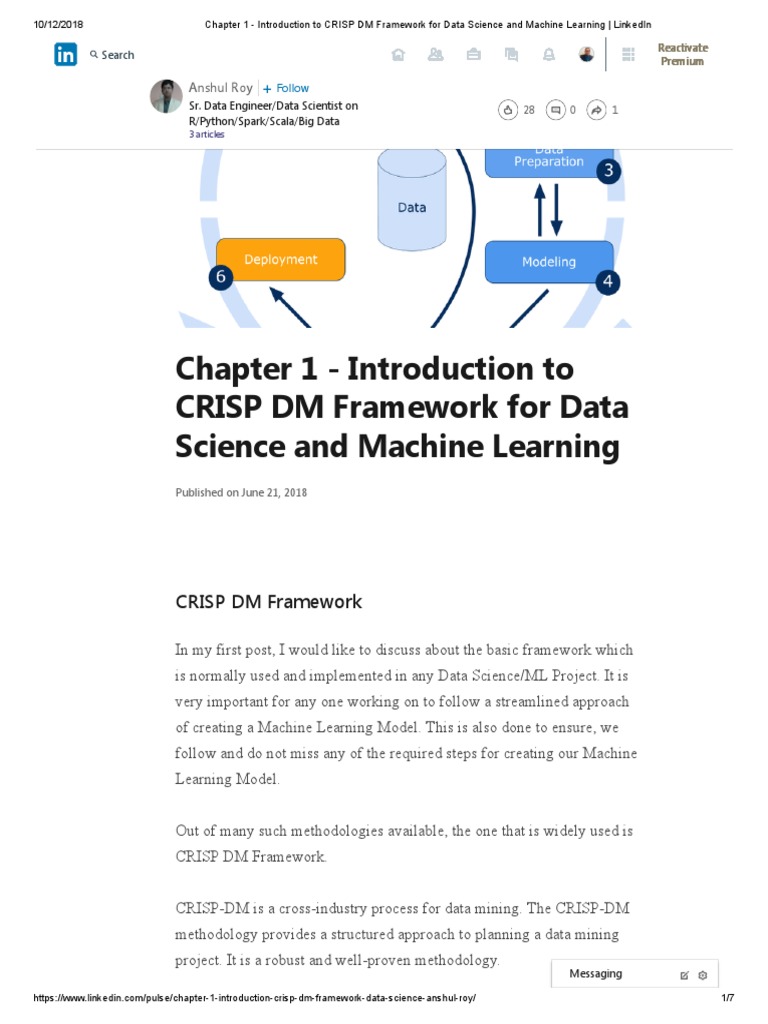 Introduction To CRISP DM Framework For Data Science and Machine Learning | PDF | Machine ...