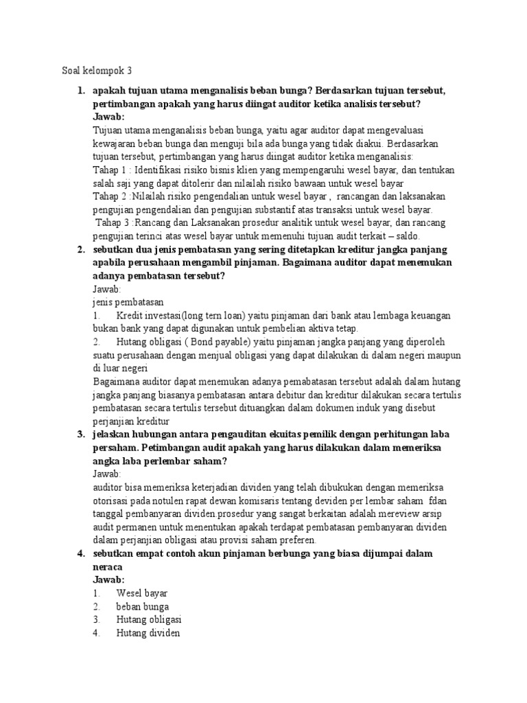 Soal Kelompok 3 (Audit) | PDF