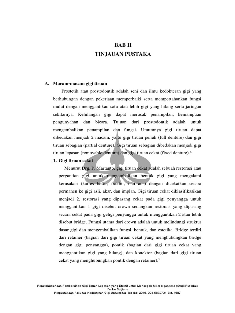 Bab Ii Tinjauan Pustaka: A. Macam-Macam Gigi Tiruan | PDF