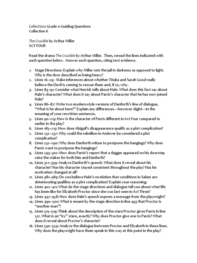 Collections Grade 11 Guiding Questions | PDF