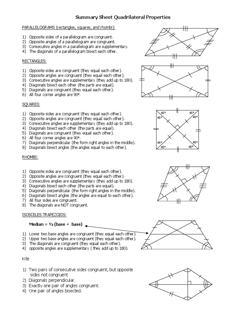 Quadrilaterals Properties | PDF | Rectangle | Euclidean Geometry