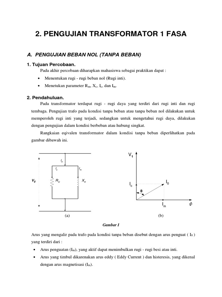 Modul 2. Pengujian Transformator 1 Fasa | PDF | Sains & Matematika