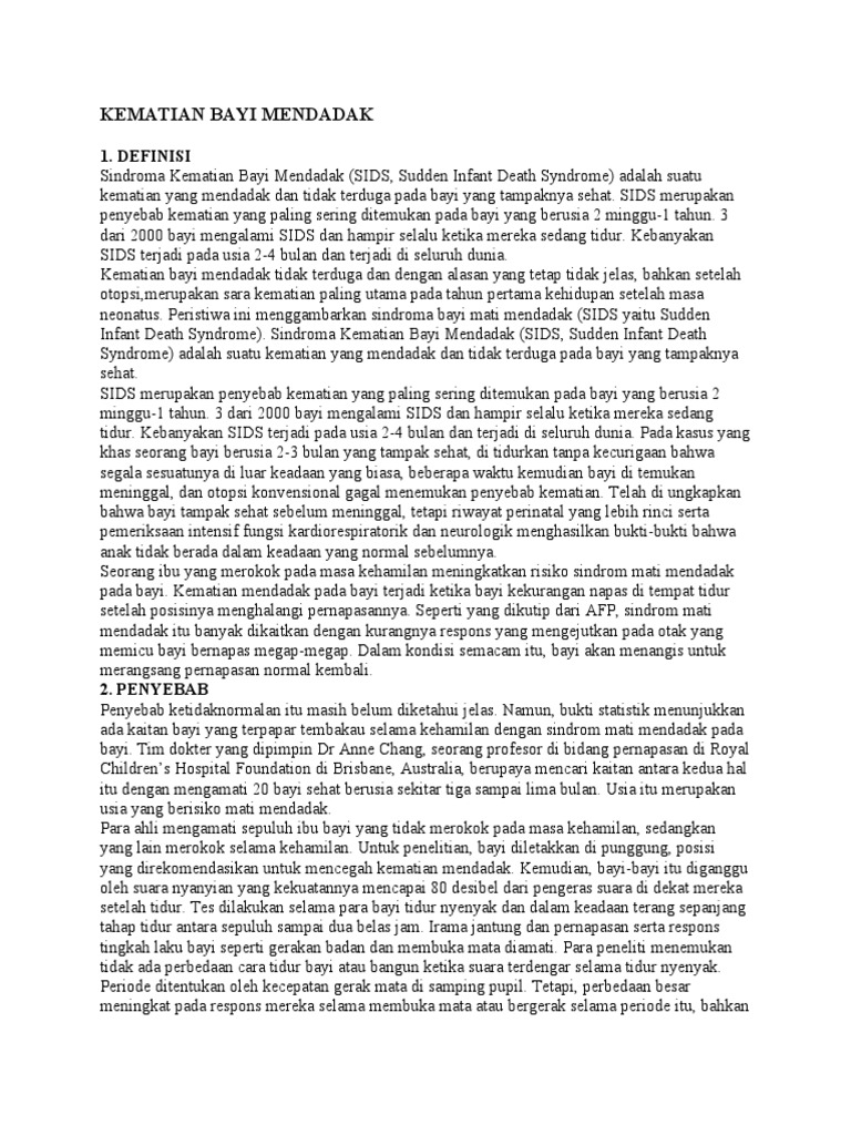 Penyebab dan Pencegahan SIDS | PDF | Kesehatan Holistik
