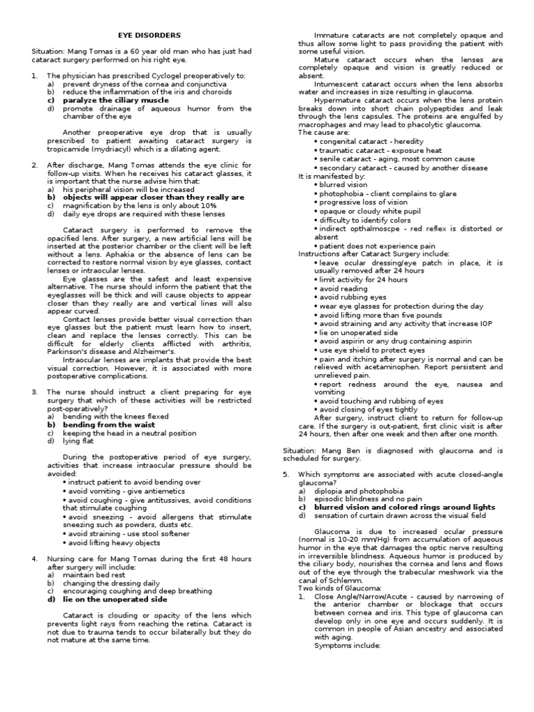 Eye Disorders | PDF | Glaucoma | Cataract