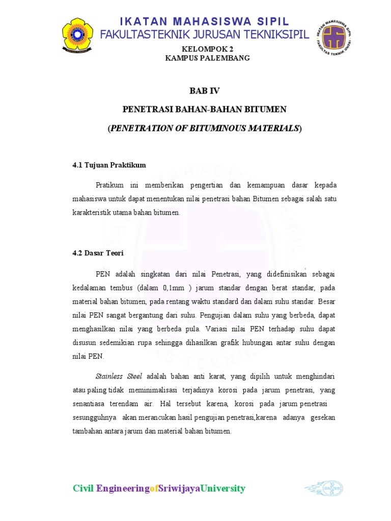 KELOMPOK 2 Penetrasi Bahan Bitumen | PDF