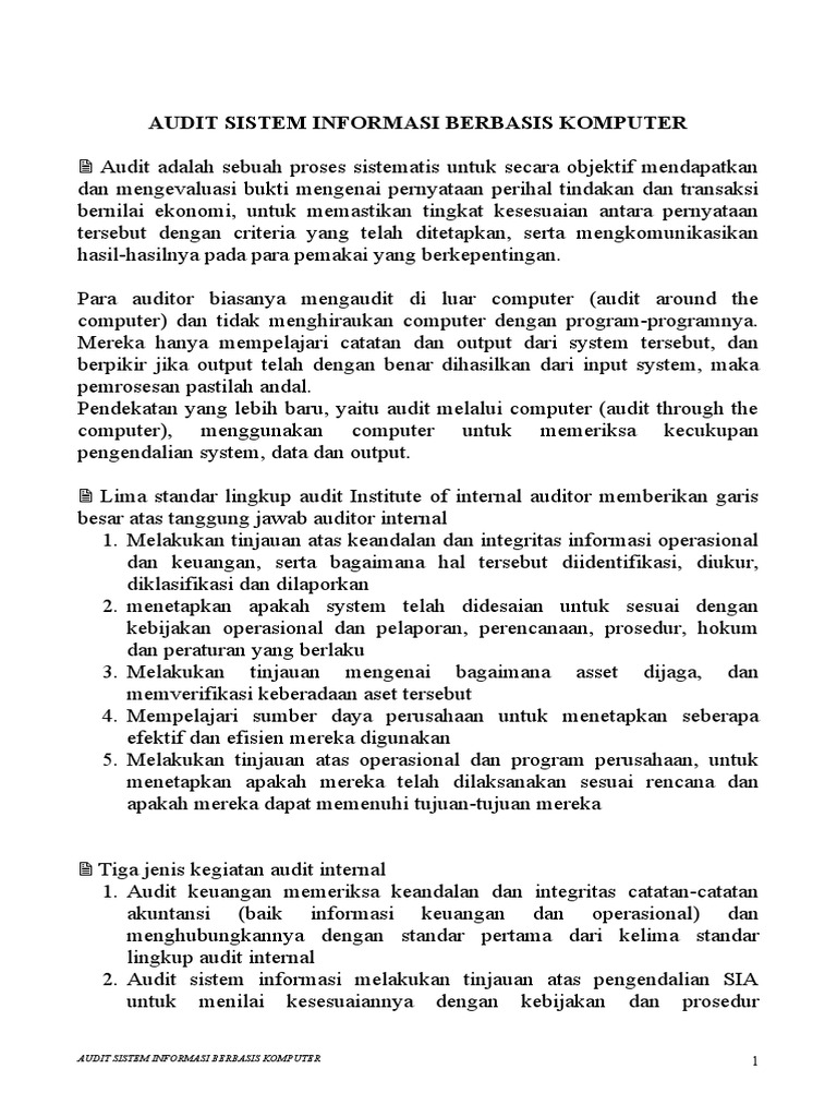 Audit Sistem Informasi Berbasis Komputer | PDF