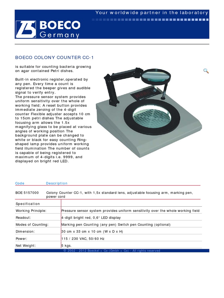 Boeco Colony Counter | PDF | Technology & Engineering