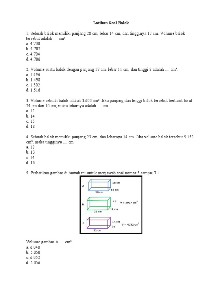 Latihan Soal Balok | PDF