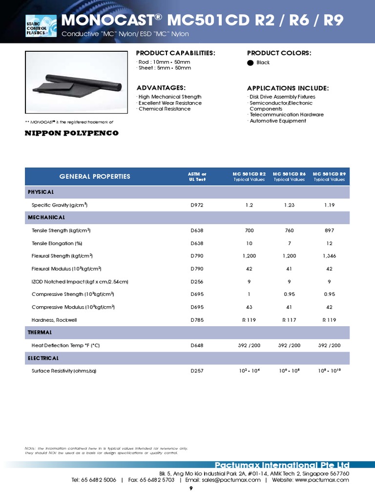 Conductive "MC" Nylon/ ESD "MC" Nylon: Nippon Polypenco | PDF ...