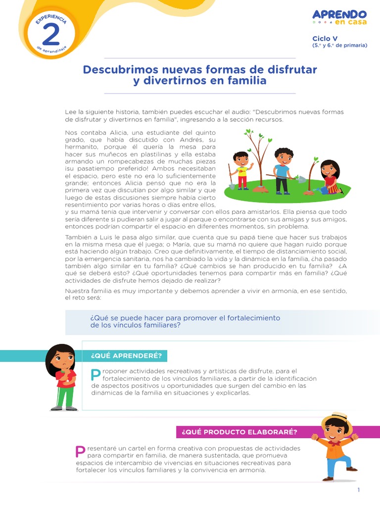Exp2 Primaria Rural 5y6 Exploramos Act1 | PDF | Aprendizaje