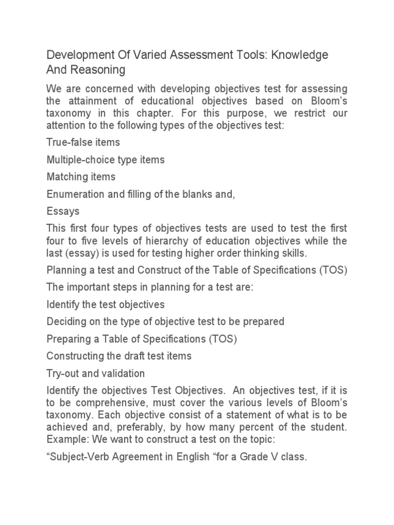 Development Of Varied Assessment Tools Pdf