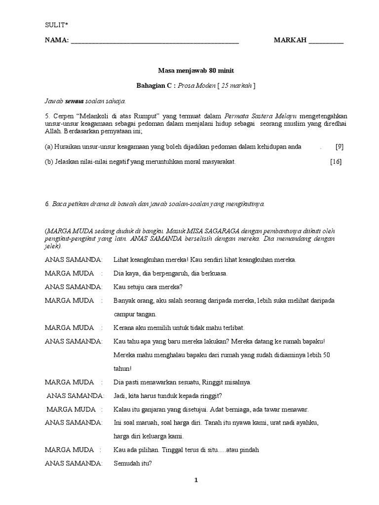 Gempur 2 P1 Cerpen Melankoli Di Atas Rumput Dan Drama Asiah Samiah ...