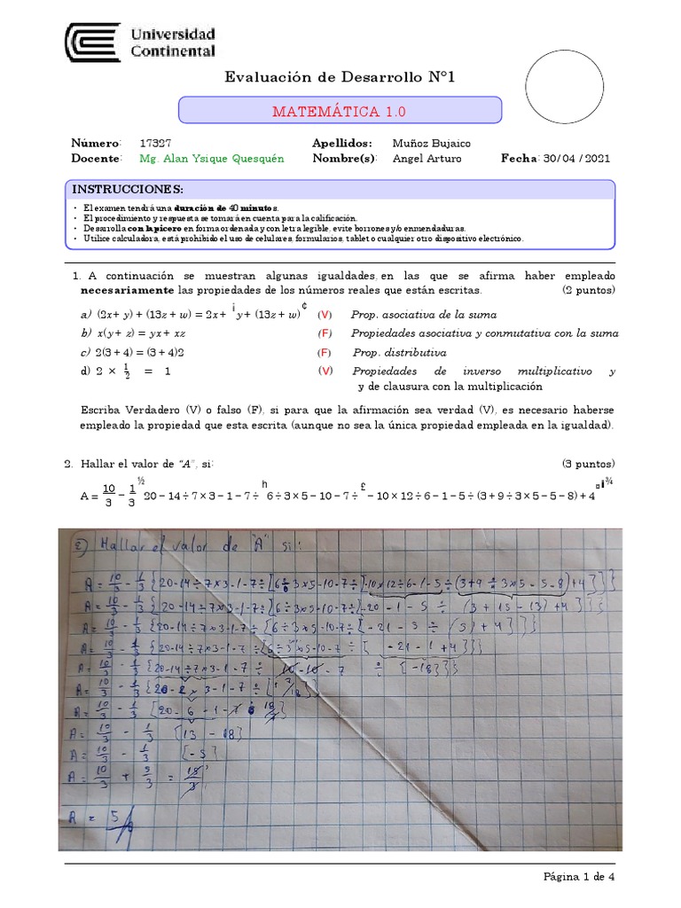 Evaluacion Unidad 1 Mat | PDF | Números | Prueba (evaluación)
