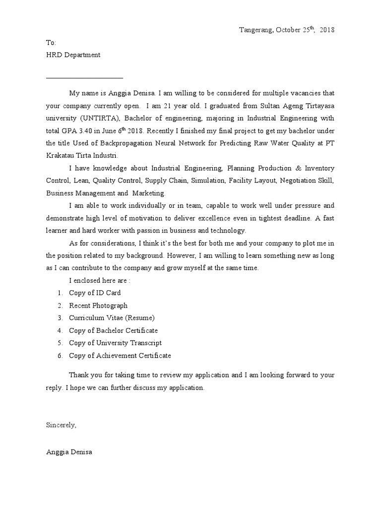 Application Letter (General) | PDF