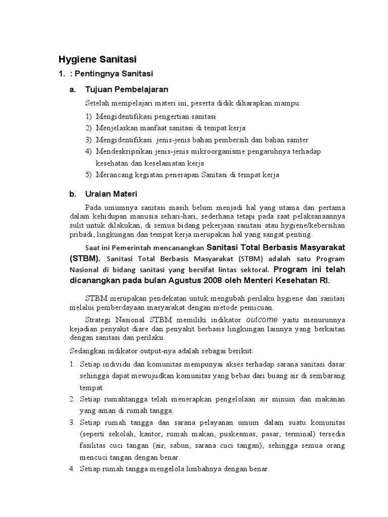 Hygiene Sanitasi SKM 1 | PDF | Kesehatan Holistik