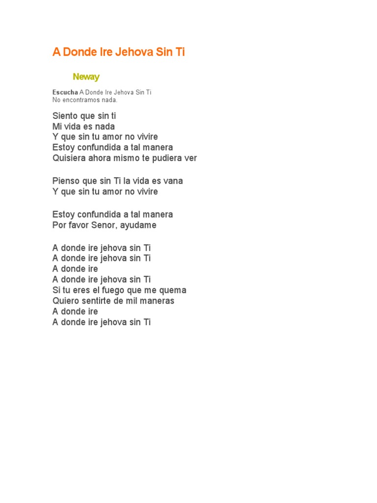 A Donde Ire Jehova Sin Ti | PDF