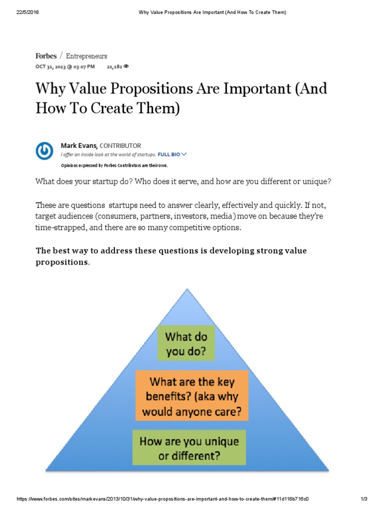 Why Value Prop Are Important (And How To Create Them) | PDF | Startup ...