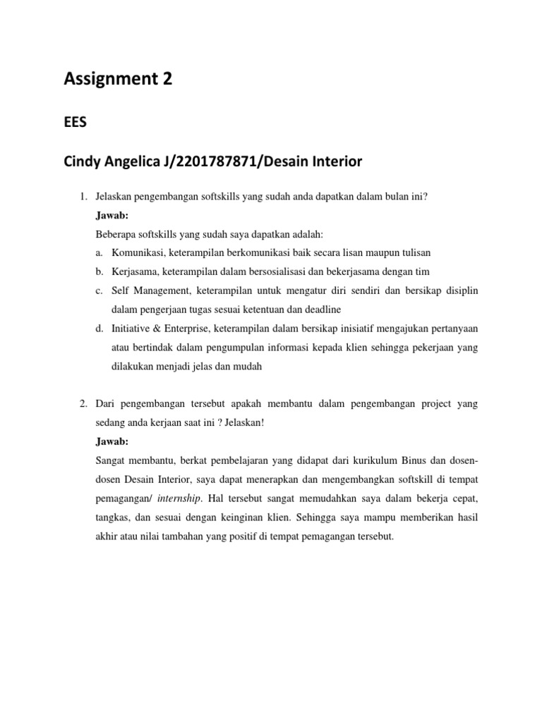 Assignment Bulan 2 - Alt. Internship Track - EES | PDF
