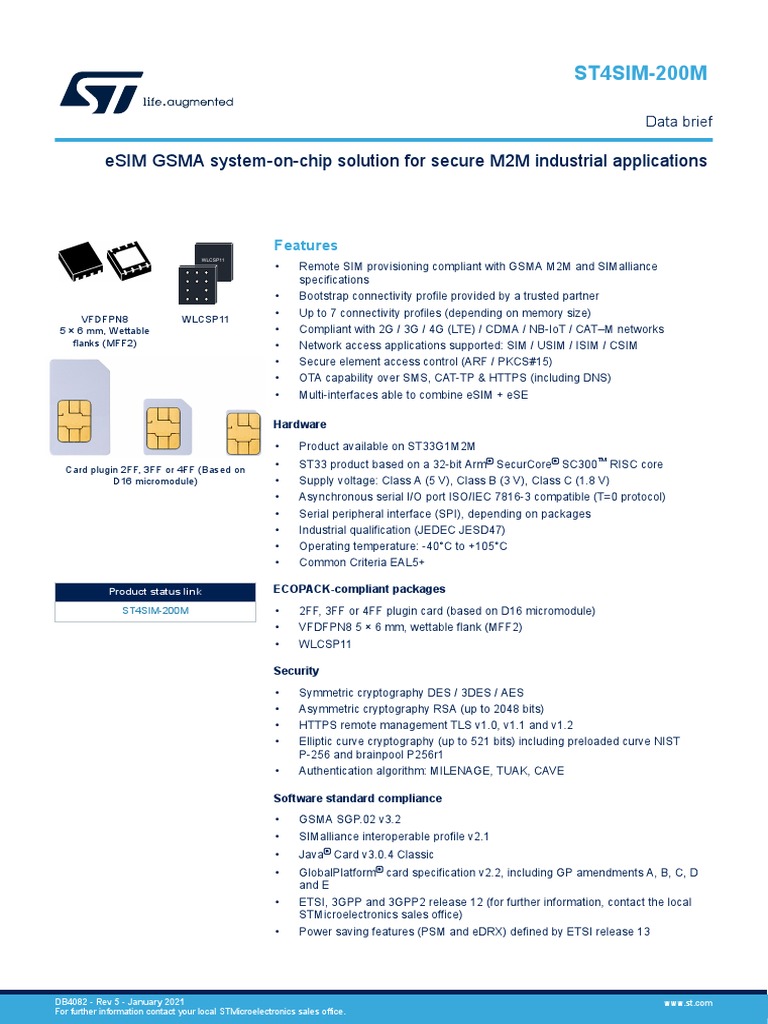 eSIM GSMA System-On-Chip Solution For Secure M2M Industrial ...