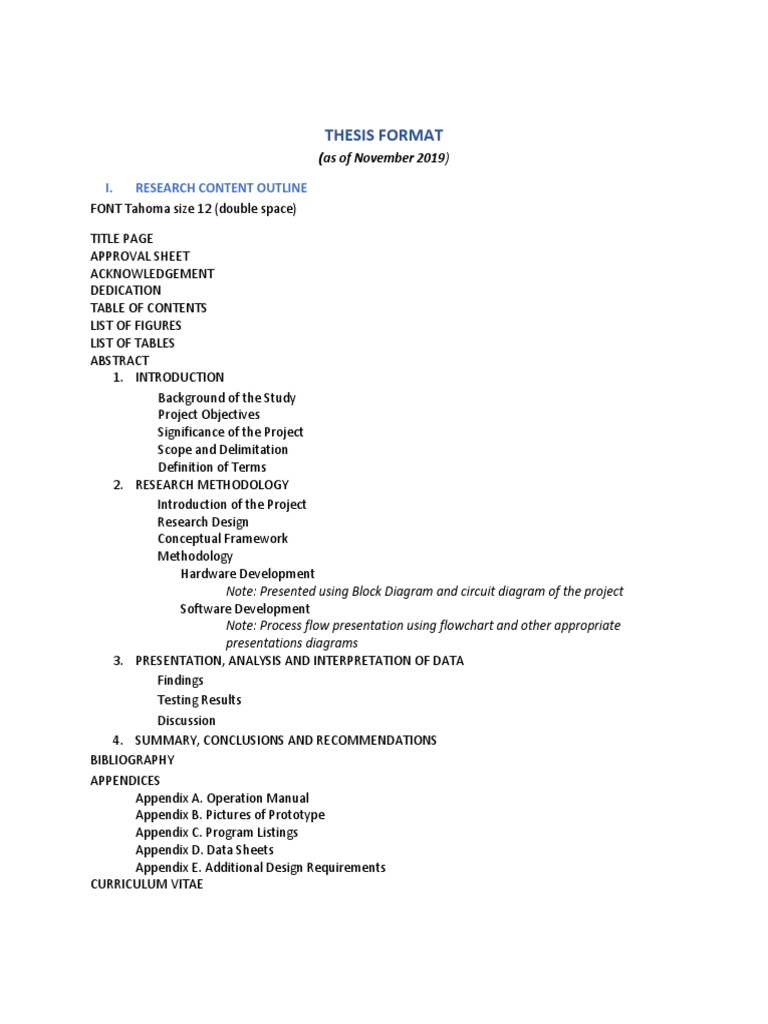 Thesis Format As of November 2019 | PDF