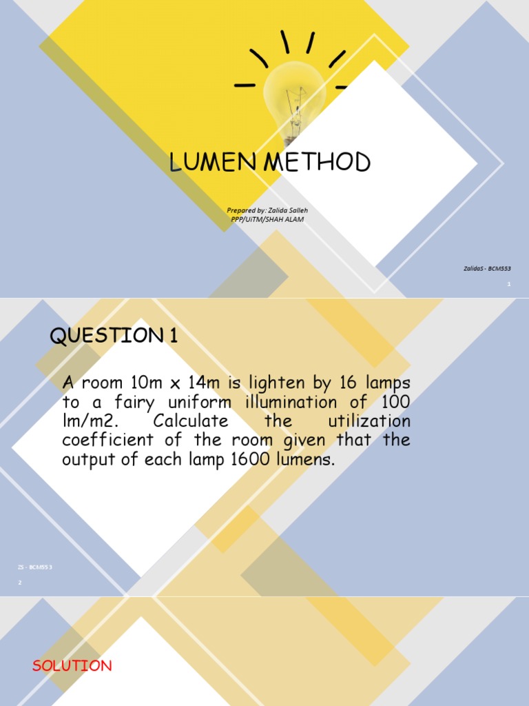 Cma533 Solution - Lumen Method Calculation | PDF | Lighting | Natural ...