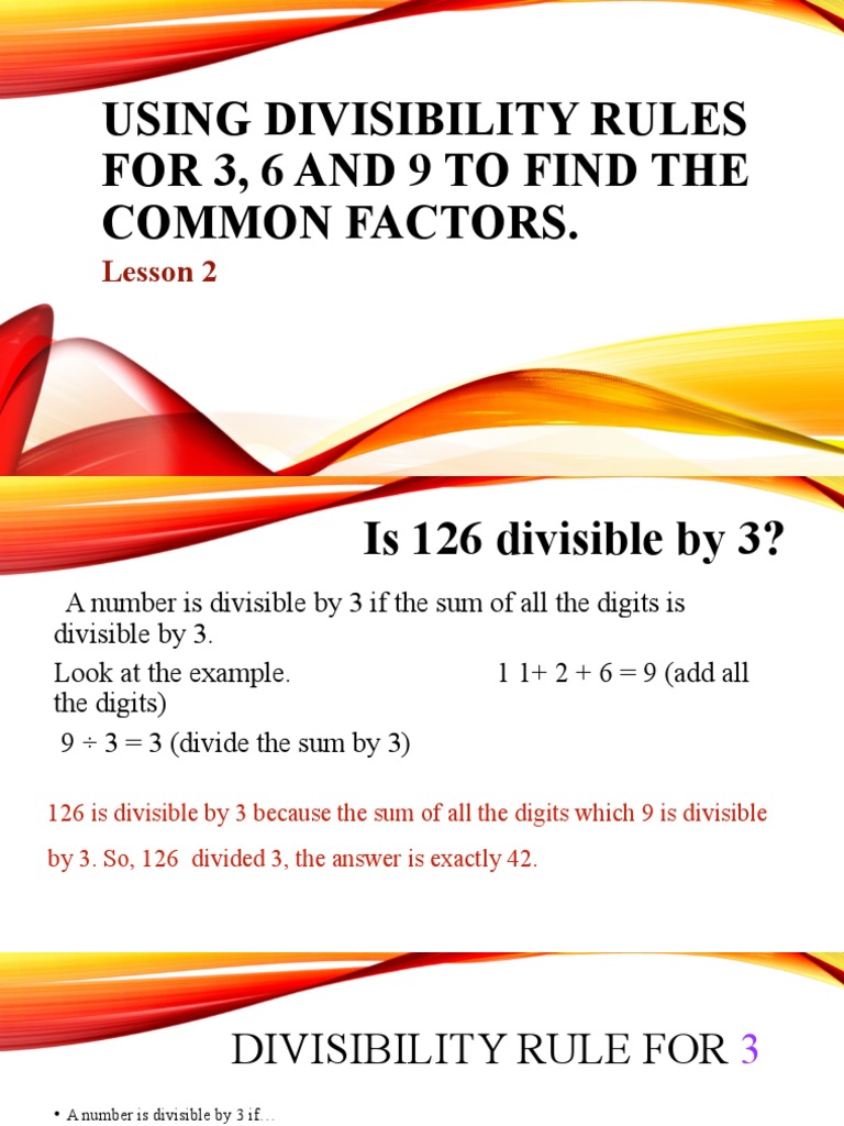 Lesson 2 - Divisibility Rules For 3, 6 and 9 | Download Free PDF | Division (Mathematics ...